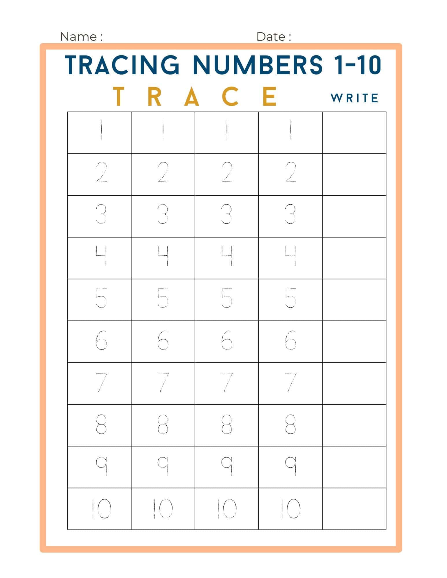 Fun Number Tracing Worksheets {1-10}