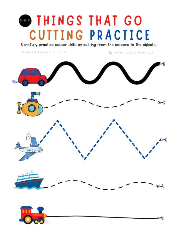 13+ Cheerful Cutting Practice Pages | Pre-Writing Activities - Damn ...